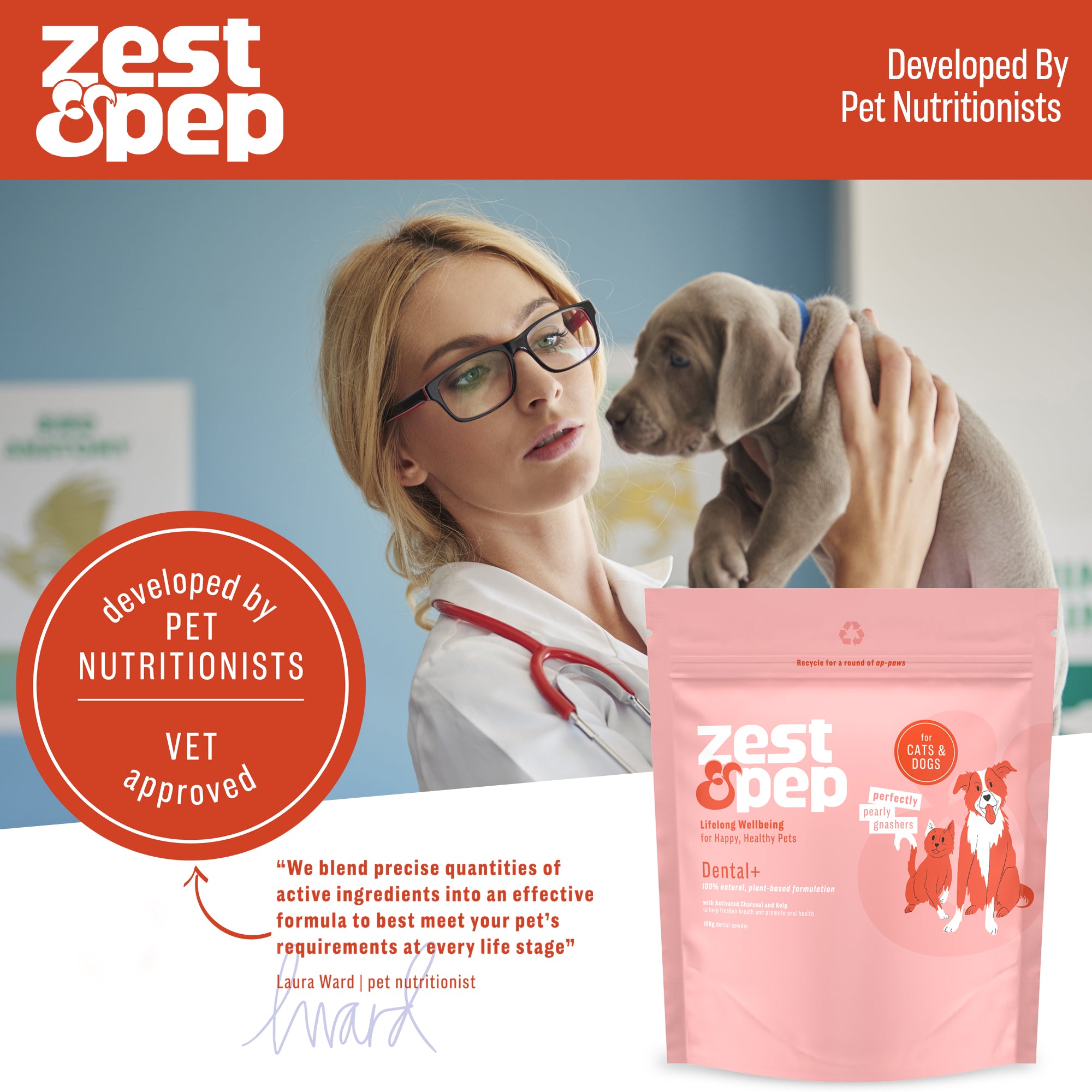Dental+ Powder For Cats & Dogs - Zest & Pep